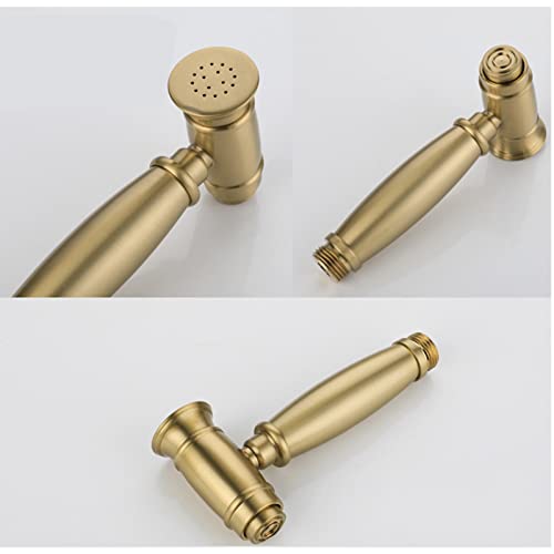 MINJING Bidet Sprayer Set for Toilet, Handheld Cloth Diaper Sprayer, Brass Bathroom Bidet Attachment Set, Hot and Cold Bidet Faucet for Personal Hygiene, Brushed Gold