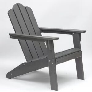 ENGERIO Adirondack Chair Plastic HDPE All Weather Resistant, Patio Chairs, Looks Exactly Like Real Wood, Widely Used in Outdoor, Fire Pit Deck, Outside Garden Campfire (Gray)