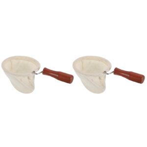 uxcell 2 pcs cloth coffee filter bags, coffee sock filter, reusable coffee strainer with wooden handle, small, beige