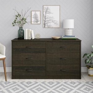 ameriwood home everly wide 6-drawer dresser, espresso