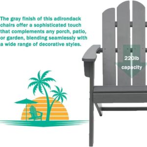 ENGERIO Adirondack Chair Plastic HDPE All Weather Resistant, Patio Chairs, Looks Exactly Like Real Wood, Widely Used in Outdoor, Fire Pit Deck, Outside Garden Campfire (Gray)