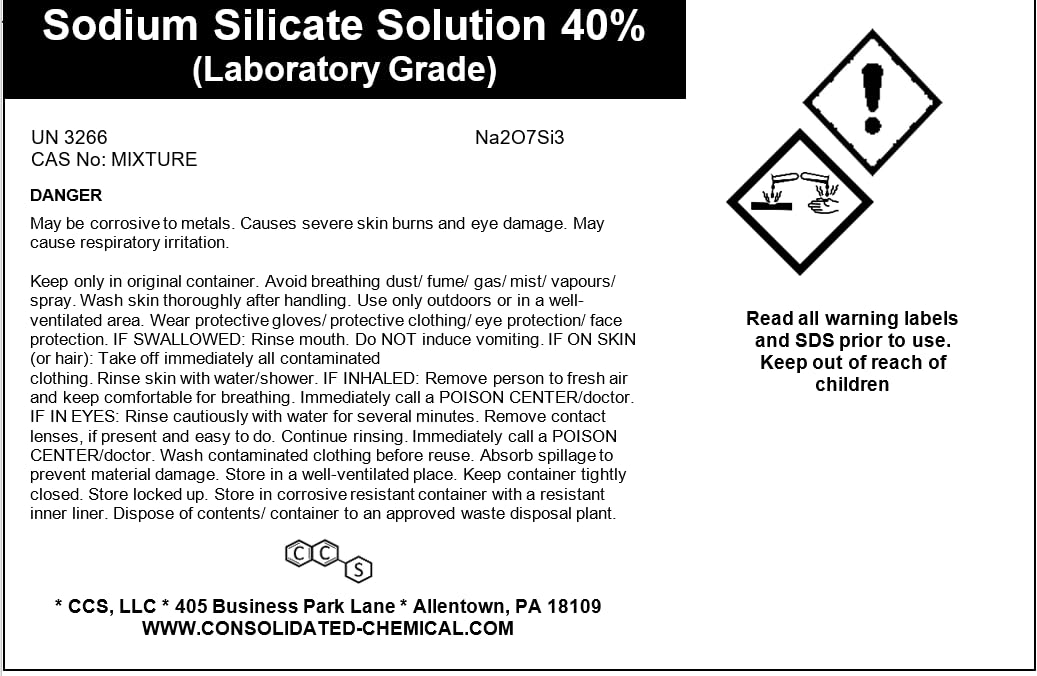 Sodium Silicate 40% Solution - New Tamper-Evident Sealed Bottles (100mL (3.3 Fl Oz))