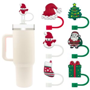 velaco 6 pcs christmas straw covers compatible with stanley cups - dust-proof straw caps for 40 oz tumblers and water bottles