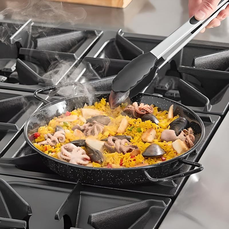 OCS Parts Pro Chef Series 11-Inch Enameled Carbon Steel Paella Pan | Heavy Duty Paella Skillet for Home and Commercial Kitchens