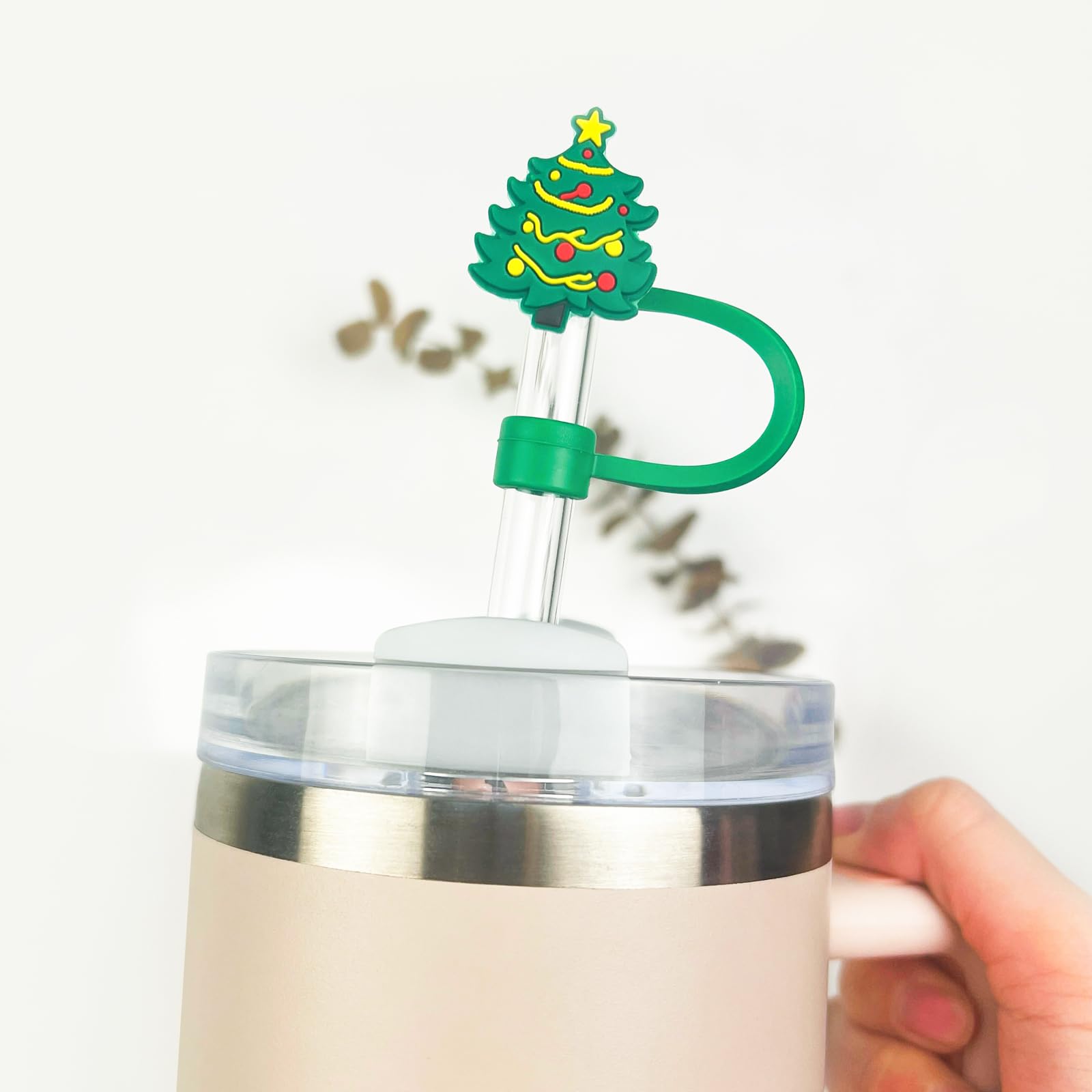 Velaco 6 PCS Christmas Straw Covers Compatible with Stanley Cups - Dust-Proof Straw Caps for 40 oz Tumblers and Water Bottles