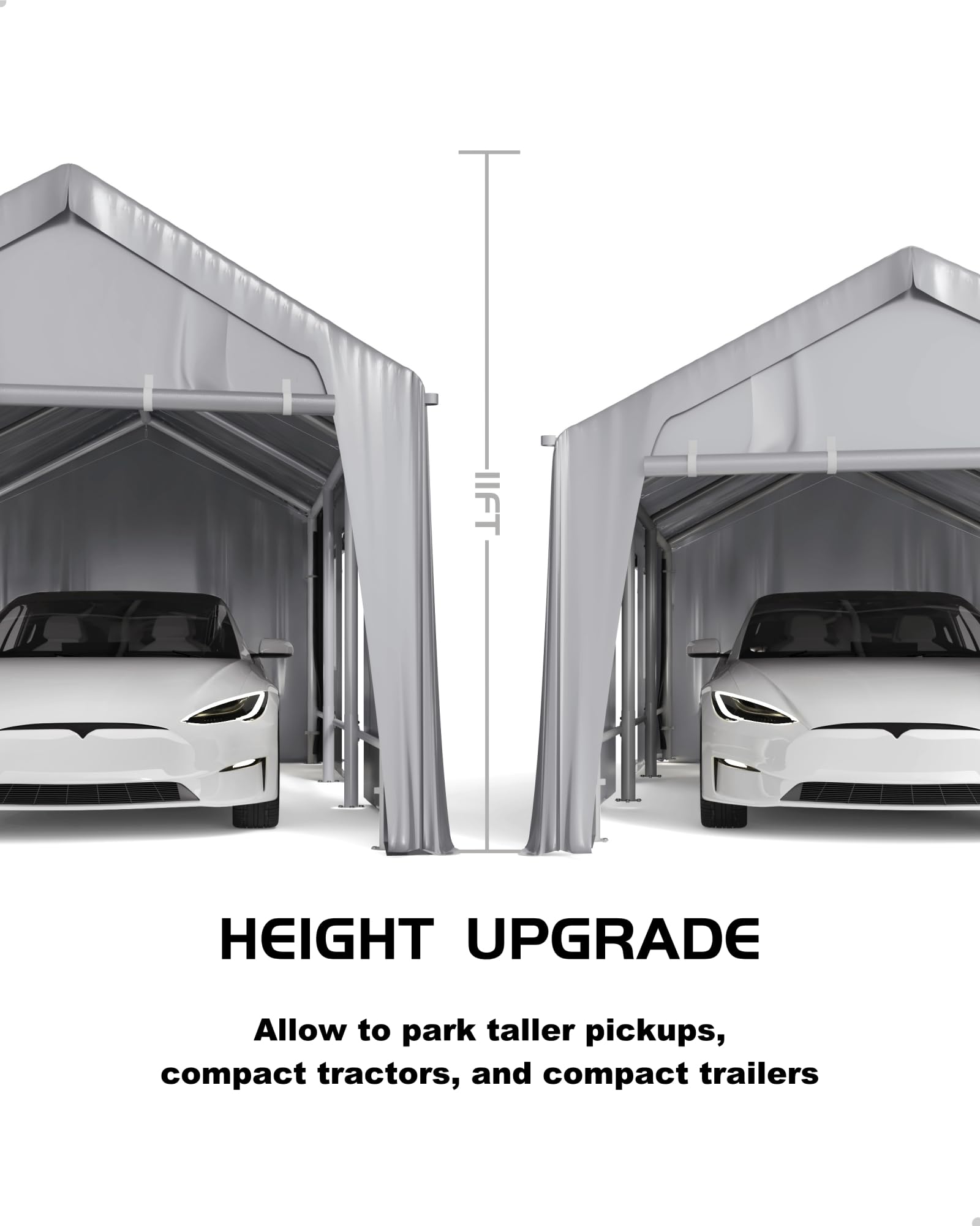 DEXSO 20'x13'x11' Windproof Carport Heavy Duty, 20 GA. Reinforced Poles & 14 mil PE Canopy, Extra Large Anti-High Wind Portable Garage for Full-Sized Pickup Truck and Bass Boat, Gray