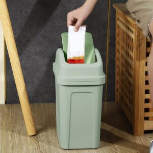 3 Gallon Kitchen Trash Can, 2024 Upgraded Plastic Swing Top Garbage Bin, Garbage Bin 3 Gallon Trash Can with Lid 4 Color for Kitchen, Office, Toilets (Green)