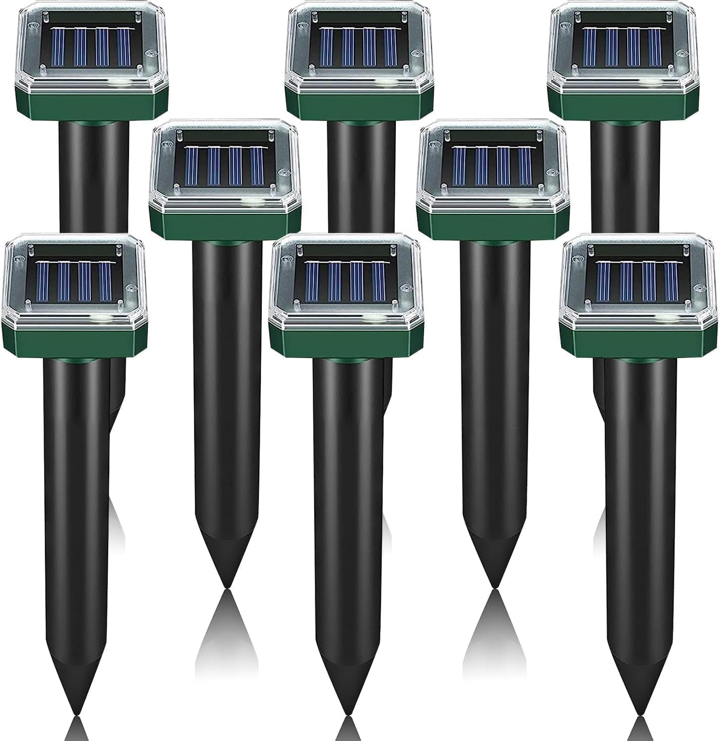 Pack of 8 Solar Mole Repellent Sonic Gopher Repellent Vole Chaser Mole Deterrent Sonic Spikes Rodent Repellent Ultrasonic Pest Control Outdoor Keep Moles Out of Yard Lawn