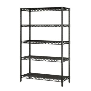 qiaoxuan 5 wire shelving utility storage shelf, adjustable heavy duty storage shelving unit, metal organizer wire rack, standing shelf for laundry bathroom kitchen garage (36" x 14" x 71")