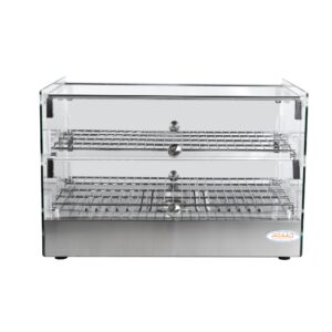 hakka commercial food warmer, 2-tier electric showcase pizza warmer countertop 50l adjustable tempreture pastry display case for buffet restaurant bakeshop snack bar