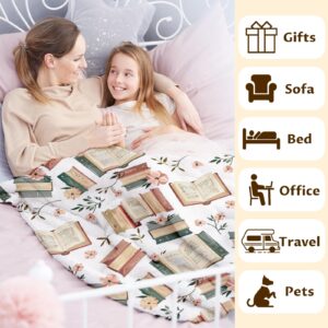 Book Lovers Gifts Blanket - Reading Blanket for Kids Boys Girls - 50x60 Inches Cute Lap Size Reading Throw Blanket for Library - Soft Fuzzy Comforter for Couch Sofa Bed