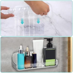 Sibba 2Pcs Acrylic Wall Mount Organizer, Adhesive Shelf with Self-Adhesive Tape, Bathroom Shelves for Wall, No Drilling Hang Walls Shower caddy for Bathroom, Kitchen, Living Room