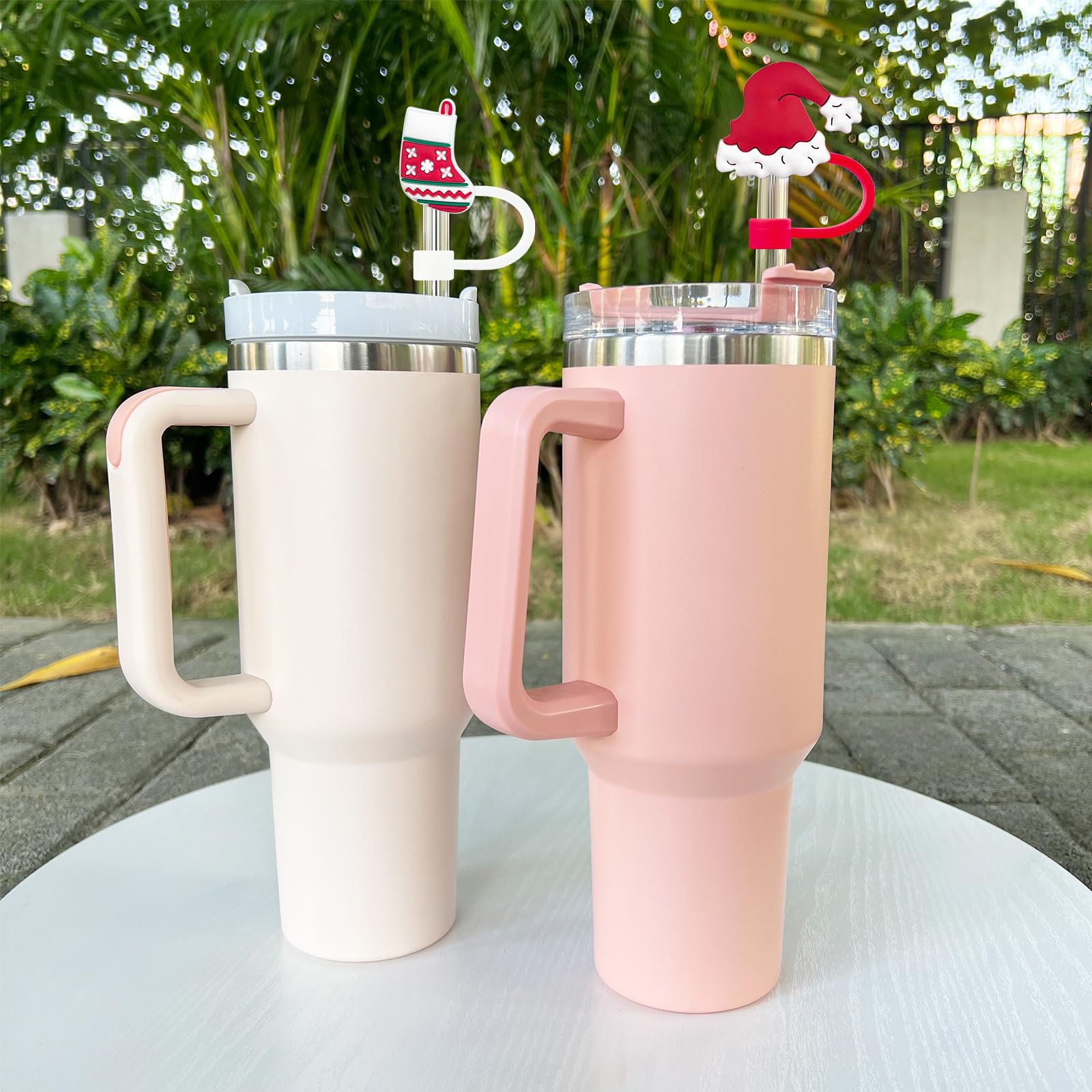 Velaco 6 PCS Christmas Straw Covers Compatible with Stanley Cups - Dust-Proof Straw Caps for 40 oz Tumblers and Water Bottles