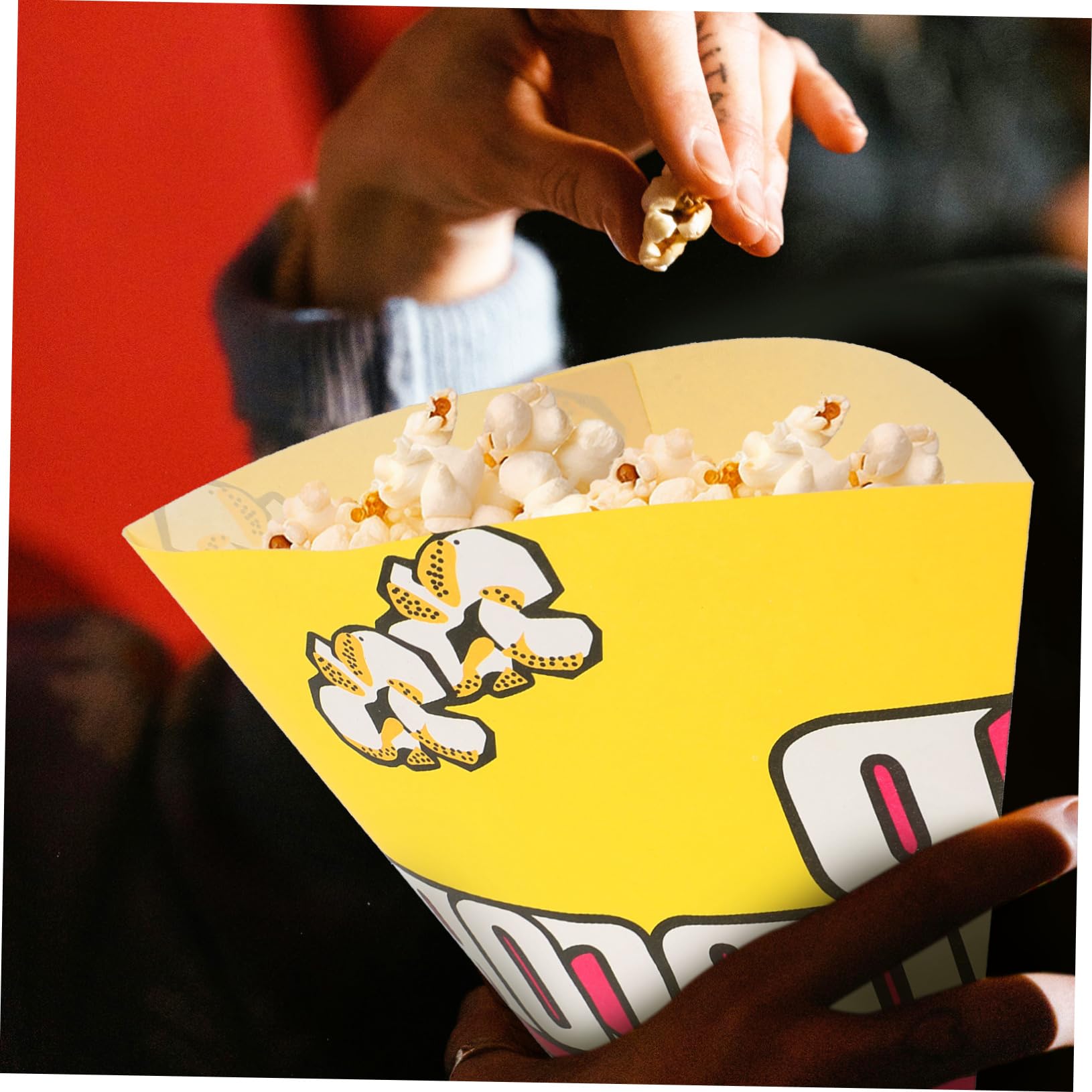 SECFOU 500 Pcs Triangle Paper Popcorn Bag Red Paper Bags Cone Popcorn Bag Cookie Containers Cardboard Popcorn Boxes Popcorn Food Bags Pink Paper Bags Food Cone Open Top Popcorn Bucket