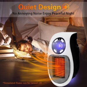 Space Heater for Indoor - Portable Heater with Remote Control, 500W Small Plug in Electric Heater, Mini Wall Heater with Adjustable Thermostat and Timer, Overheat Protection, LED Display (1PCS)