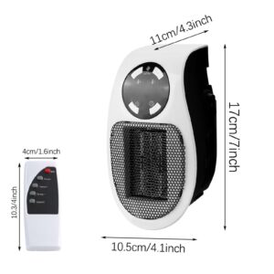 Space Heater for Indoor - Portable Heater with Remote Control, 500W Small Plug in Electric Heater, Mini Wall Heater with Adjustable Thermostat and Timer, Overheat Protection, LED Display (1PCS)