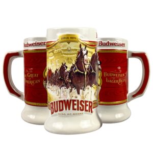 budweiser 2024 91st anniversary limited edition collectors series #45 clydesdale holiday stein - ceramic beer mug - christmas gift for men, father, husband - collectable room decor for den, man cave