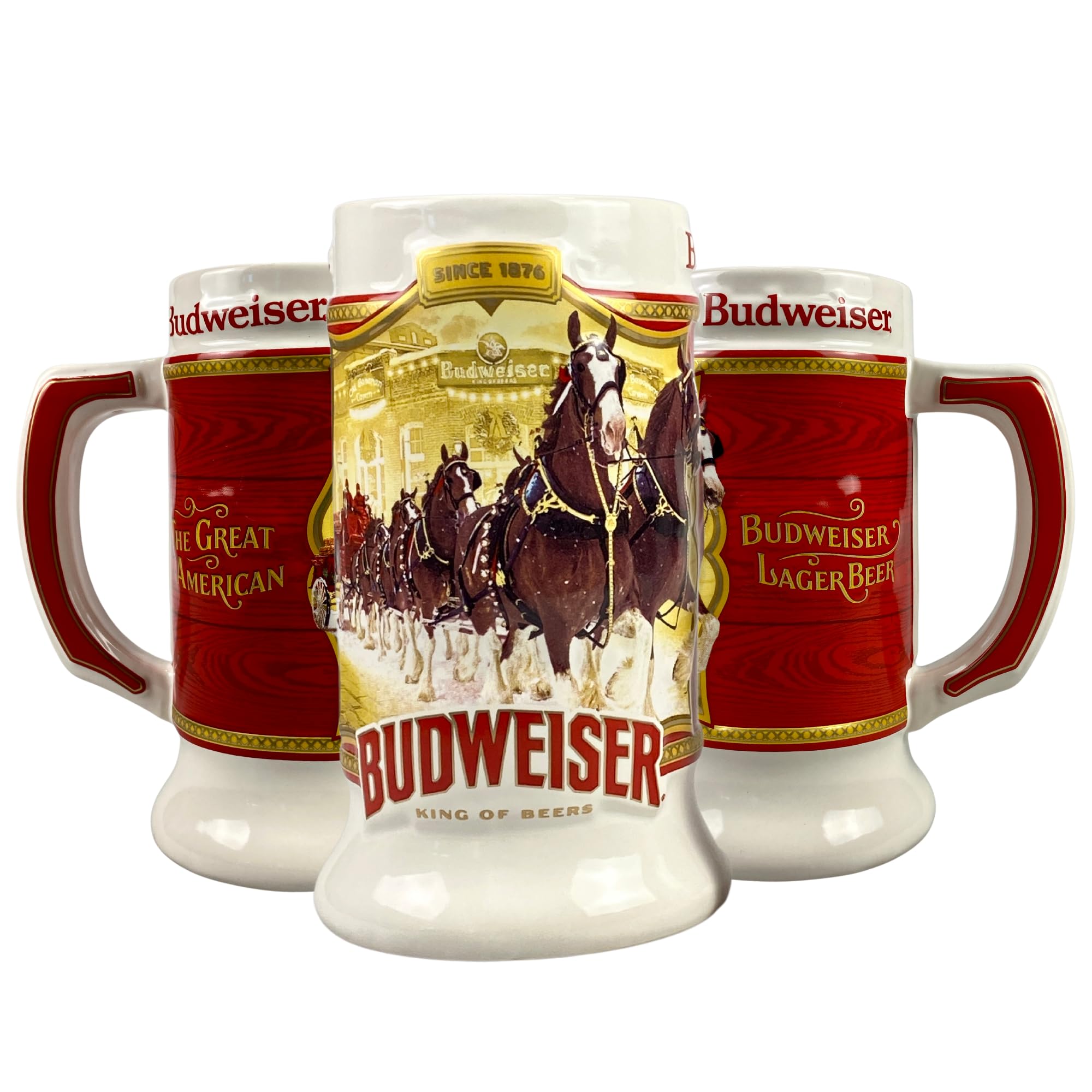 Budweiser 2024 91st Anniversary Limited Edition Collectors SERIES #45 Clydesdale Holiday Stein - Ceramic Beer Mug - Christmas Gift for Men, Father, Husband - Collectable Room Decor for Den, Man Cave