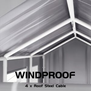 DEXSO 20'x13'x11' Windproof Carport Heavy Duty, 20 GA. Reinforced Poles & 14 mil PE Canopy, Extra Large Anti-High Wind Portable Garage for Full-Sized Pickup Truck and Bass Boat, Gray