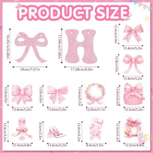 25 Pcs Coquette Birthday Decorations Glitter Happy Birthday Banner Pink Bow Hanging Swirls Pink Bow Birthday Decorations Bow Themed Party Decor for Baby Shower Girls Women Birthday Party Supplies