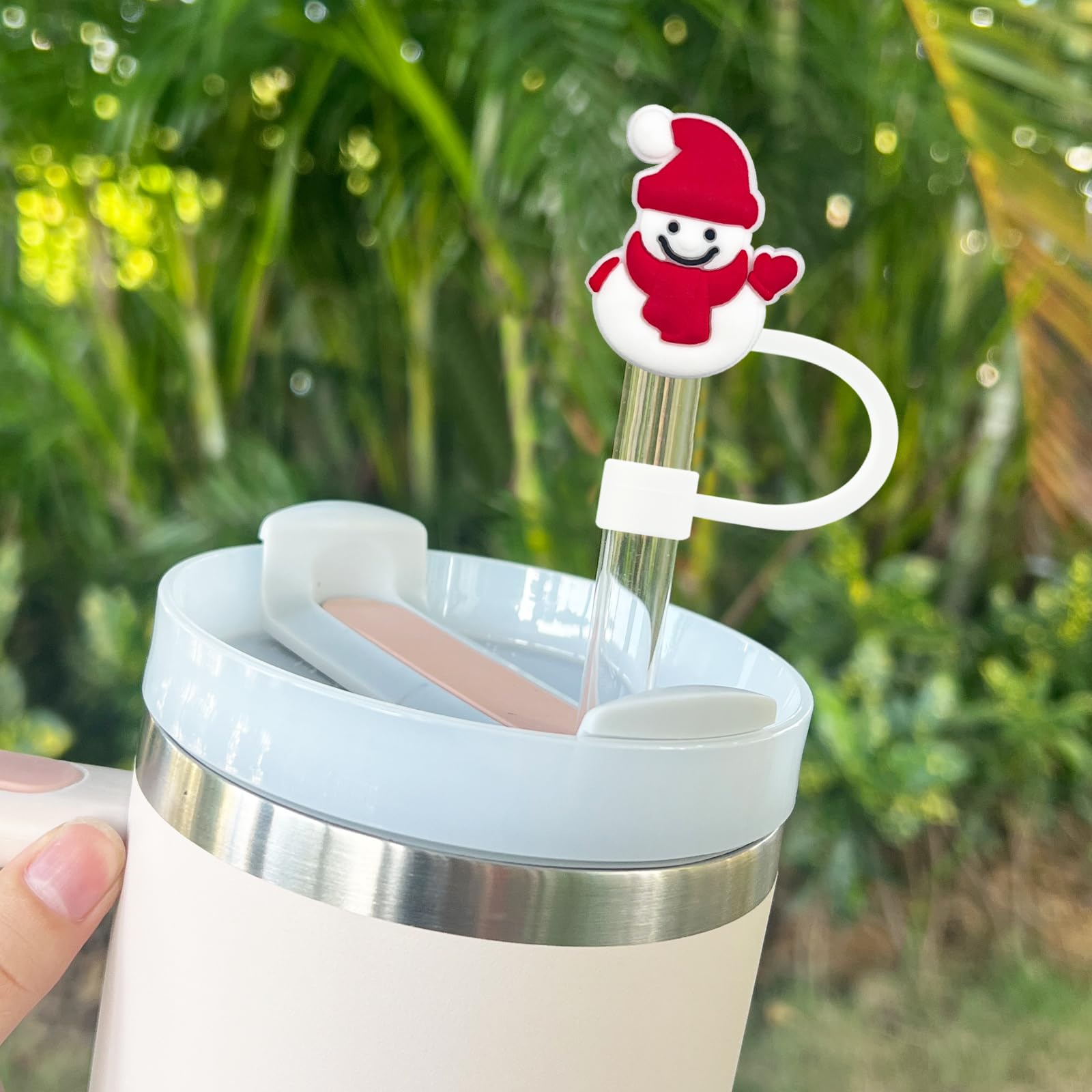 Velaco 6 PCS Christmas Straw Covers Compatible with Stanley Cups - Dust-Proof Straw Caps for 40 oz Tumblers and Water Bottles