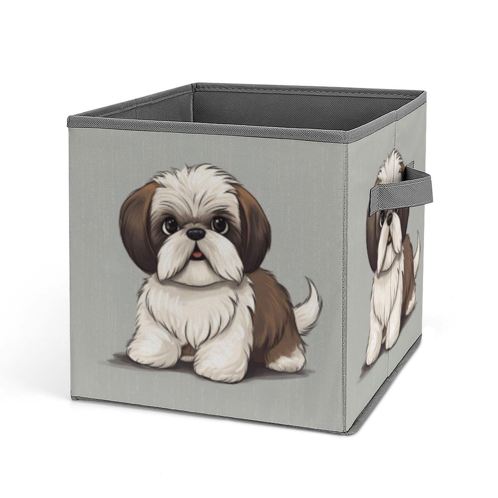 WYUSPGK Collapsible Storage Bins, Shih Tzu Dog Print Durable Organizer with Handles, Foldable Storage Boxes for Bedroom, Office, And Closet