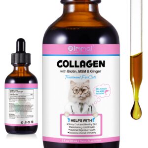 skin and coat supplement for cats, collagen for dogs, liquid collagen boost for cats, itch relief for cats with allergies, with biotin, support joints, skin, bone & immune system 2fl.oz