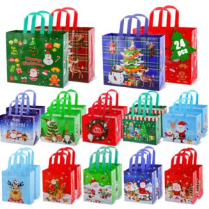 fuhitim 24 pack christmas gift bags, non-woven christmas bags includes 4 large, 10 medium, 10 small, christmas tote bags with handlesfor gifts christmas party holiday