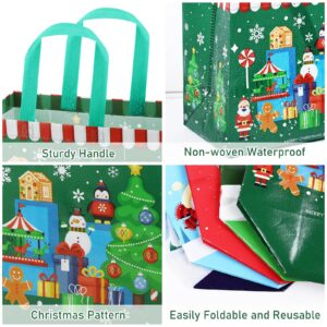 FUHITIM 24 Pack Christmas Gift Bags, Non-Woven Christmas Bags Includes 4 Large, 10 Medium, 10 Small, Christmas Tote Bags with Handlesfor Gifts Christmas Party Holiday