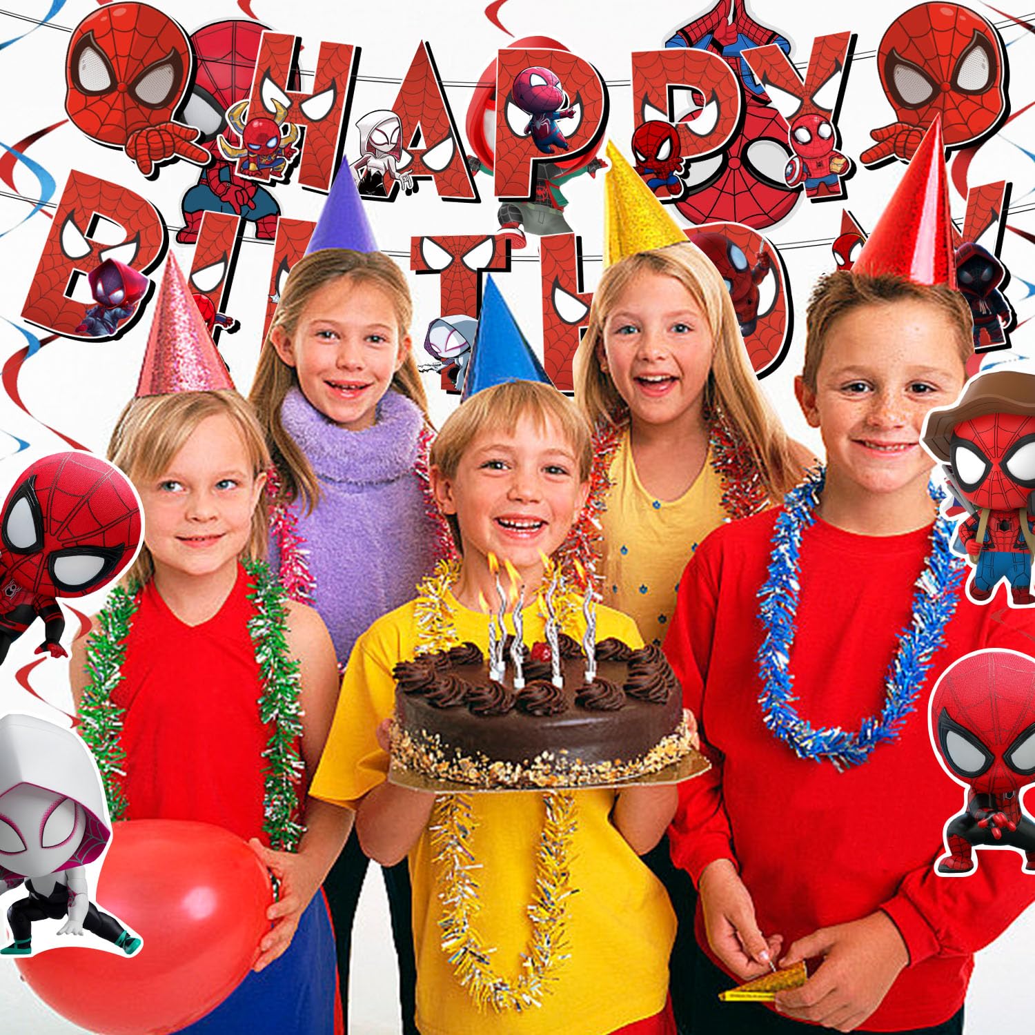 Spider Birthday Decorations Happy Birthday Banner Hanging Swirls for Spider Birthday Party Supplies