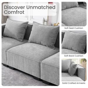 Chenille Modular Sectional Sofa with Storage U Shaped and Cat Hole Modular Sofa Sectional Couch for Living Room, Grey