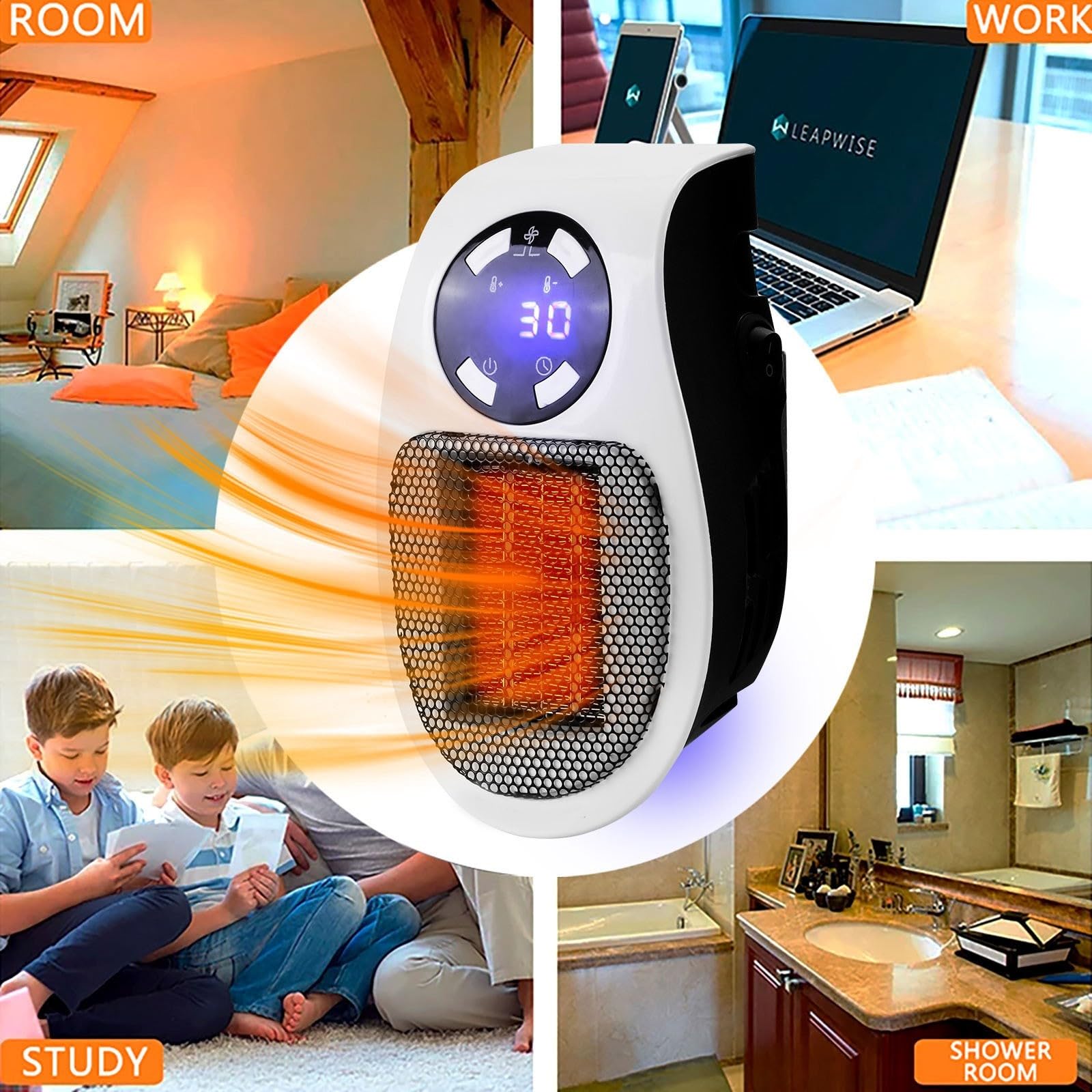 Space Heater for Indoor - Portable Heater with Remote Control, 500W Small Plug in Electric Heater, Mini Wall Heater with Adjustable Thermostat and Timer, Overheat Protection, LED Display (1PCS)