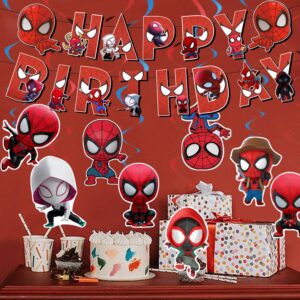 Spider Birthday Decorations Happy Birthday Banner Hanging Swirls for Spider Birthday Party Supplies