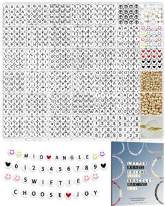 mio angle letter beads 1640pcs 39 styles friendship bracelets assorted number beads preppy beads jewelry making kit with beads case for teen girl gifts ages 6 7 8 9 10 11 12 （black letter white beads）