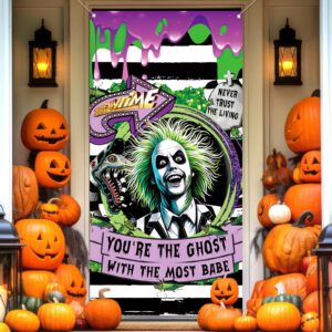 vohado door cover it's showtime never trust the living halloween party decoration front porch indoor outdoor patio banner decor