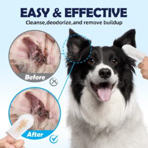 LATAVOLA Dog Ear Cleaner Wipes - Widen Ear Finger Wipes for Dogs & Cats, Remove Ear Wax, Debris, Relieve Ear Itching & Inflammation with Aloe and Calendula