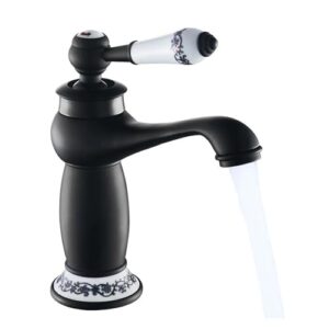 basin sink faucet mixer faucet single lever hot cold water tap brass bath faucet retro water saving bathroom washbasin taps(black)