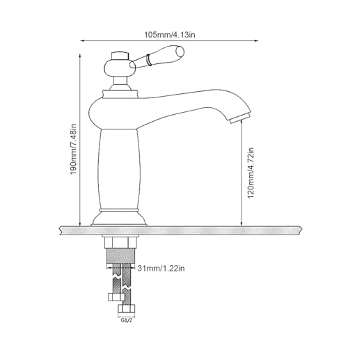 Basin Sink Faucet Mixer Faucet Single Lever Hot Cold Water Tap Brass Bath Faucet Retro Water Saving Bathroom Washbasin Taps(Black)