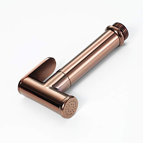 WuDLi Handheld Bidet Sprayer Toilet Bathroom Douche, Brass Handheld Bidet Faucet Douche Kit Shower Bidet Sprayer Toilet Sprayer with Shower Hose and Shower Base Set,Rose Gold