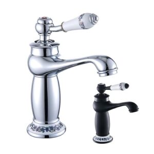 Basin Sink Faucet Mixer Faucet Single Lever Hot Cold Water Tap Brass Bath Faucet Retro Water Saving Bathroom Washbasin Taps(Black)