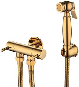 minjing handheld bidet sprayer for toilet wall mounted baby cloth diaper sprayer brass titanium gold toilet sprayer single cold handheld sprayer kit, high pressure