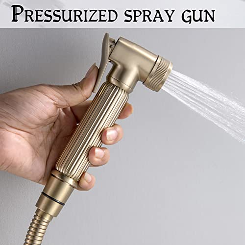 MINJING Handheld Bidet Sprayer for Toilet Brass Bathroom Cloth Diaper Sprayer Set with Cold and Hot Water, Wall Mounted Toilet Bidet Sprayer Kit for Feminine Hygiene,Chrome