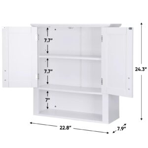 Bathroom Wall Cabinet, Over The Toilet Storage Cabinet with 2 Doors and Adjustable Shelf, Room Space Saver for Bathroom Kitchen,Wooden Medicine Cabinet Wall Mounted