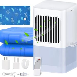 Bed Cooling System - Newest Water Cooling Mattress Pad with Water Cooling System, Portable Chiller with Remote Control, PVC Chilled Mattress Topper and Small PVC Pillow - 63" L x 28" W