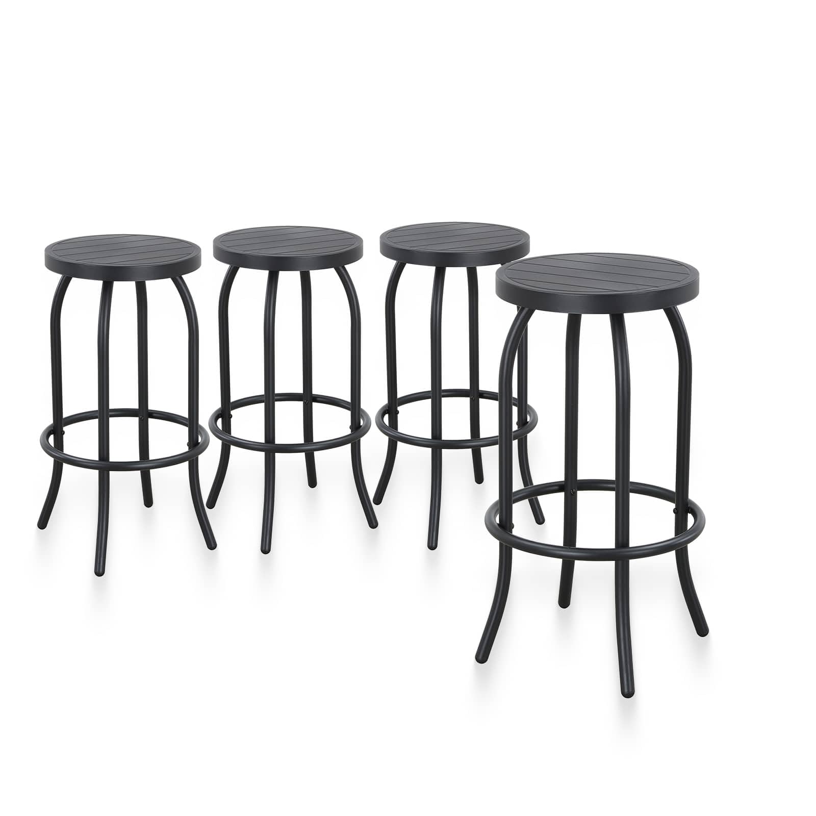 PatioFestival Patio Bar Stools Set of 4 Outdoor Counter Height Round Seat Bar Stool 29" Modern Backless Bar Chairs