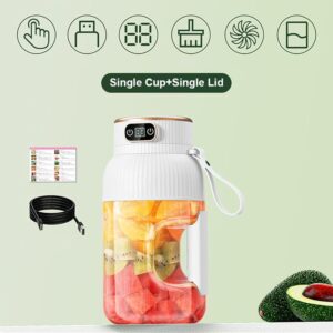 Yulyoie Multifunctional Portable Juicer Cup with Digital Display, 2024 New Portable Smoothie Blender on the Go, Portable Blender USB Rechargeable, Household Fruit Vegetable Cup Blender (Green 1 Lid)