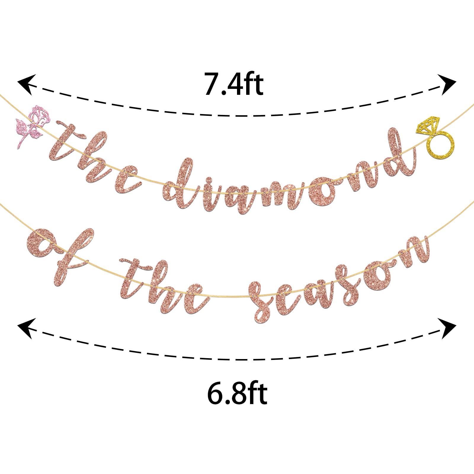 KakaSwa Tea Party Bridal Shower Banner, The Diamond of The Season Banner for High Tea Party Supplies, Bridal Shower Garden Party Decorations, Rose Gold Glitter