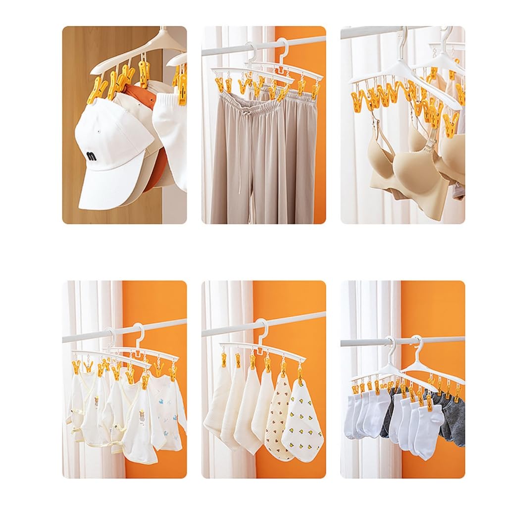 Vdaxvme 6 Clips 8 Clips Windproof Clothes Rack Laundry Rack Rotatable Drying Rack for Socks Towels Underwear