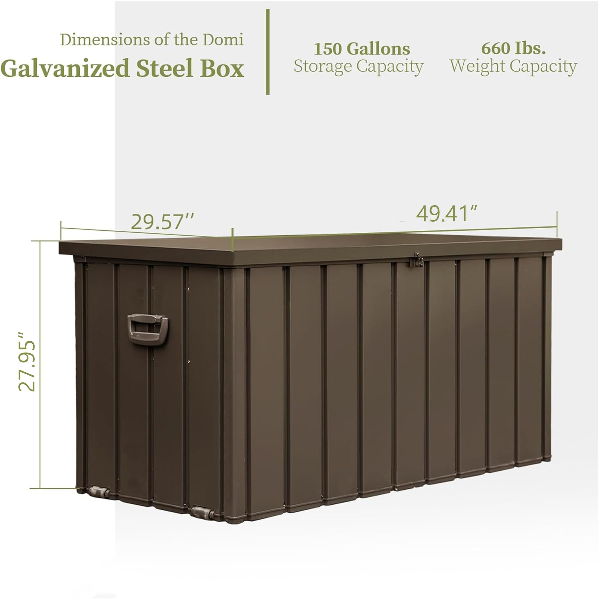 CHUNLY 150 Gallon Deck Storage Box with Lockable Lids, Outdoor Storage Bin with Mobility Rollers, Waterproof Patio Storage Box for Outside Furniture Cushions, Pillows & Garden Tools (Dark Brown)