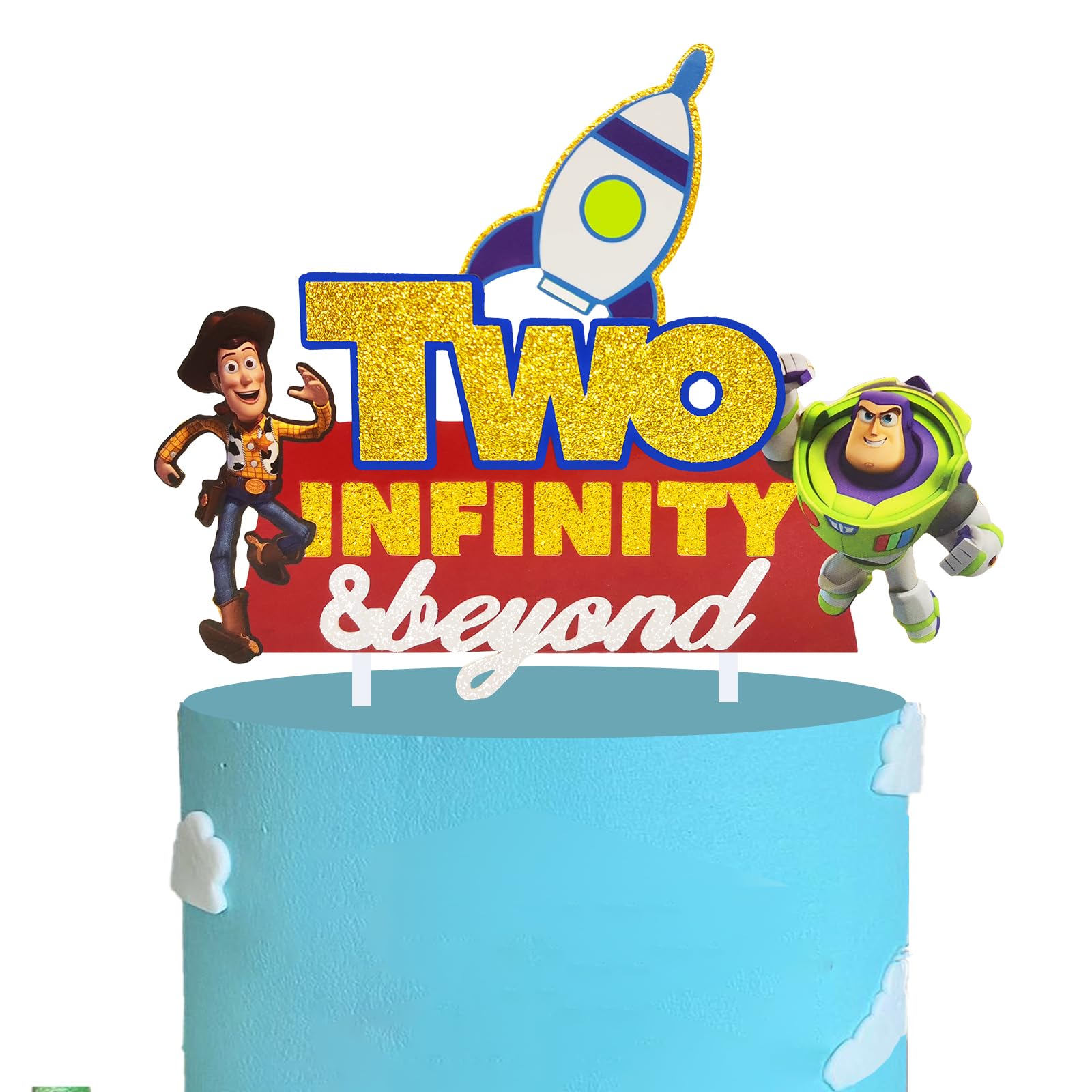 Two Infinity and Beyond Cake Topper Toy Cake Toppers 2nd Birthday for Boy Girl Two Infinity and Beyond Birthday Decorations Story Party Supplies